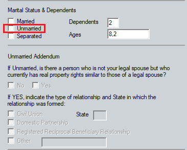 1605 Printing the Unmarried Addendum for the redesigned Loan Application form 1003